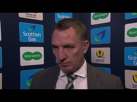 Celtic manager Brendan Rodgers interviewed after Scottish Cup victory against Livingston ...